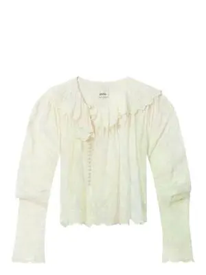 Isabel Marant Zelly Ruffled Embroidered Top - Neutrals