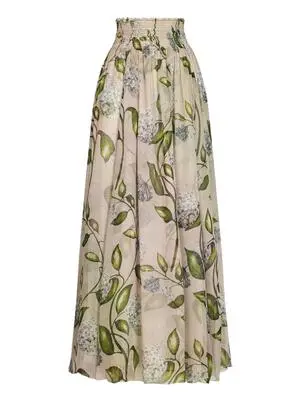 Oscar De La Renta Floral Chiffon Maxi A-line Skirt - Neutrals