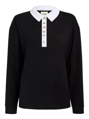 Khaite Faithful Silk Polo Top - Black