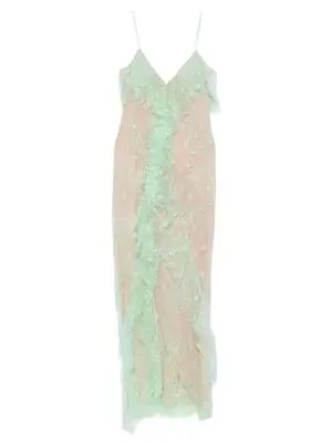 Blumarine Floral Lace Maxi Dress - Green