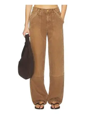 SLVRLAKE Tess Worker Low Rise Relaxed Curve Pant - Beige