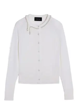 Simone Rocha Classic Merino And Silk Cardigan With Embroidery - White