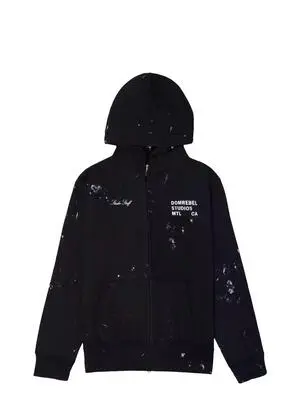 DOMREBEL Paint-splatter Zip Hoodie - Black