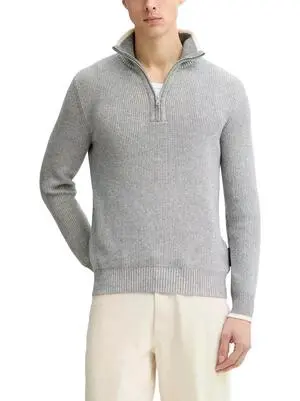 Marc O'polo Half-zip Ribbed Sweater - Grey