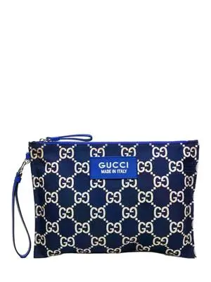 Gucci Gg-pattern Clutch Bag - Blue