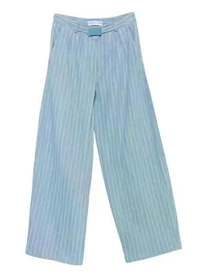 ROWEN ROSE Striped Wide-leg Jeans - Blue