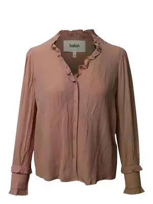 Ba&sh V-neck Ruffled Trim Shirt - Pink