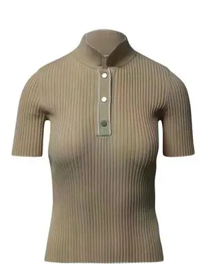 Maje Ribbed Polo Shirt - Neutrals