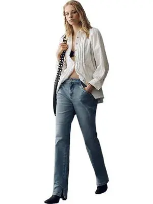 PILCRO Dylan Mid-rise Ankle Straight Leg Jeans - Medium Denim