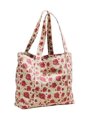 SZ BLOCKPRINTS Printed Canvas Tote - Small Rose Print