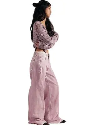 Free People We The Free Crvy Alter Ego Wide-leg Jeans - Rose Tinted