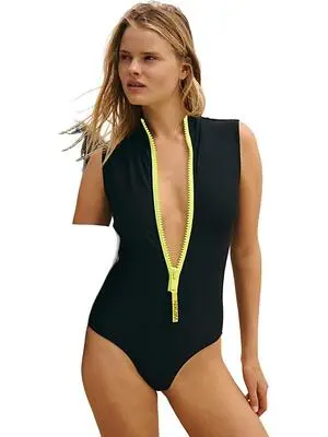 WATSKIN Carly Uv Protection Sleeveless One-piece Surf Suit - Black
