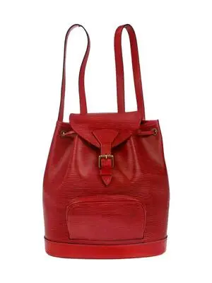 LOUIS VUITTON 1990s-2000s Mm Montsouris Monaco Textured Leather Backpack - Red