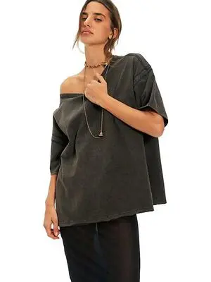 Free People We The Free Love Me Oversized Tee - Washed Black