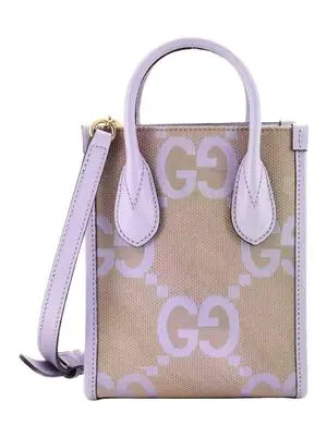 Gucci Vertical Tote Jumbo Gg Canvas Mini Crossbody Bag - Neutrals