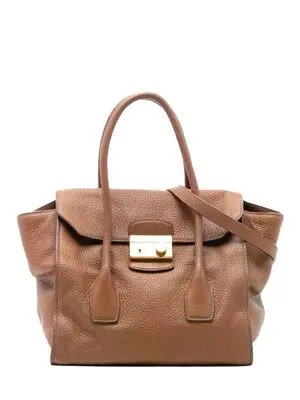 Prada Vitello Daino Sound Lock Satchel - Brown