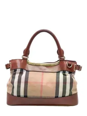 Burberry Small House Check Canvas Bridle Hepburn Satchel - Brown