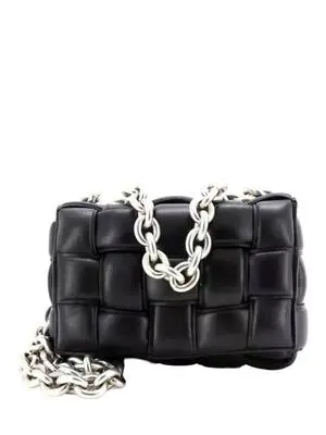 Bottega Veneta Cassette Chain Padded Maxi Intrecciato Leather Crossbody Bag - Black