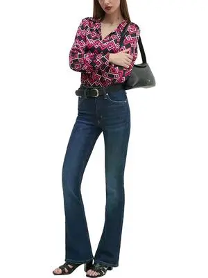 Joseph Ribkoff Geometric-print V-neck Blouse - Black