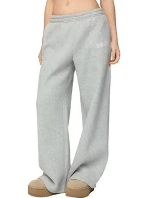 EDIKTED Wide Leg Sweatpants - Gray-melange