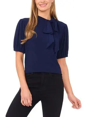 CECE DUPRAZ Tie Neck Knit Top - Classic Navy