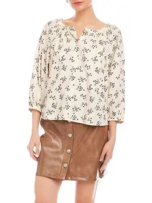 Fifteen Twenty Floral Cotton Peasant Top - Print