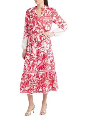 Lilly Pulitzer® Axton Print Long Sleeve Maxi Dress - Coconut Spicy Socialite