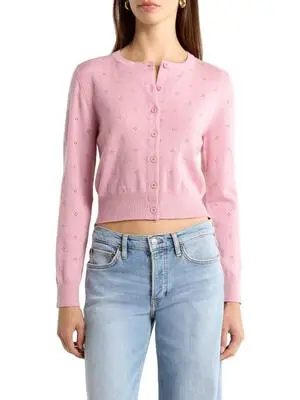 Astr The Label Denise Button-front Pointelle Cardigan - Pink
