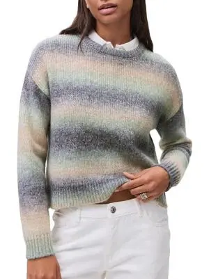 Mango Ombré Stripe V-neck Sweater - Green