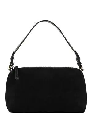 Mango Studded Top Handle Leather Bag - Black