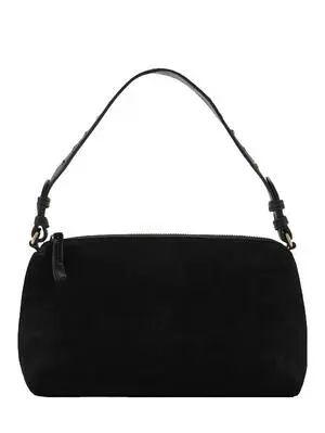 Mango Studded Top Handle Leather Bag - Black
