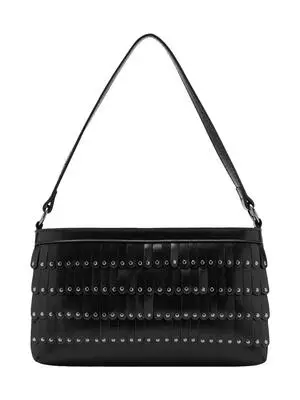 Mango Studded Fringe Shoulder Bag - Black