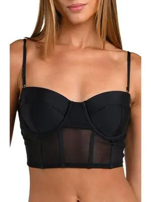 SUNSHINE 79 Sunshine Solids Crop Underwire Tankini Top - Black