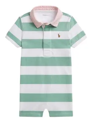 Ralph Lauren Striped Cotton Jersey Romper - Celadon Multi