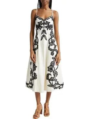 Ulla Johnson Miray Embroidered Sleeveless A-line Midi Dress - Anemone