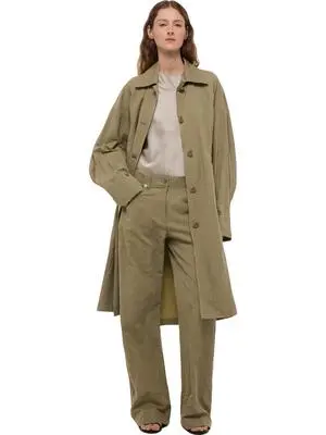 Helmut Lang Caped Trench Coat - Warm Sage