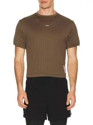 Satisfy Auralite Pleated Tee Shirt In Brown - Olive