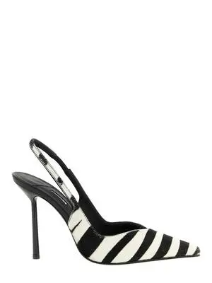 LE SILLA Zebra-pattern Stiletto Slingback Pumps - White