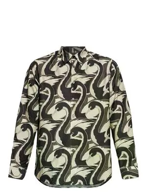 Paul Smith Long-sleeve Swan-print Shirt - Black