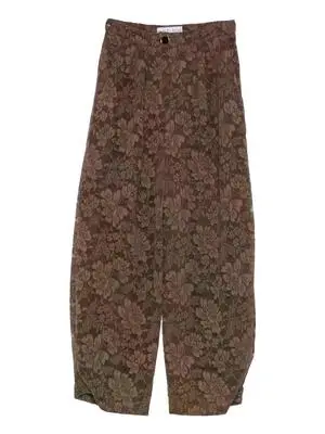 ROWEN ROSE Floral-print Trousers - Brown