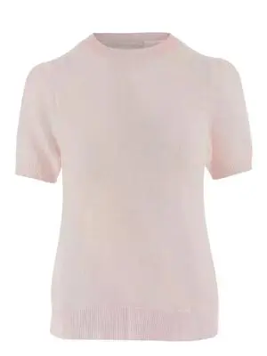 ALLUDE Ribbed Crew-neck T-shirt - Pink