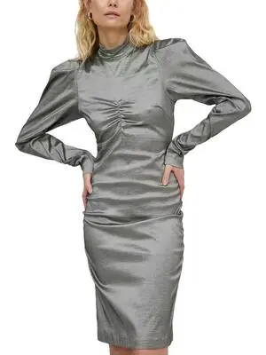 GESTUZ Ruched Puff-sleeve Mini Dress - Silver