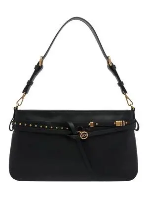 Pinko Studded Logo Shoulder Bag - Black