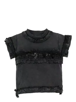 Balenciaga Ruffled Cotton Top - Black