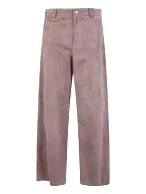 Max Mara Pocketed Straight Leather Trousers - Brown