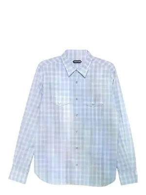 TOM FORD Check Snap-button Shirt - Blue