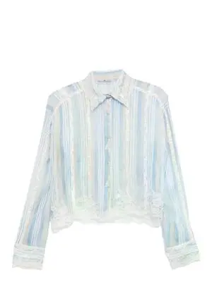 Ermanno Scervino Lace Striped Blouse - Blue