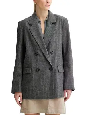 Marc O'polo Double-breasted Pinstripe Blazer - Grey