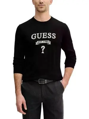 Guess Crew Neck Long-sleeve Sweater - Black