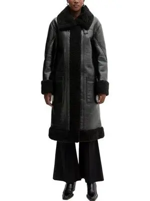 Iceberg Faux-fur Collared Coat - Black